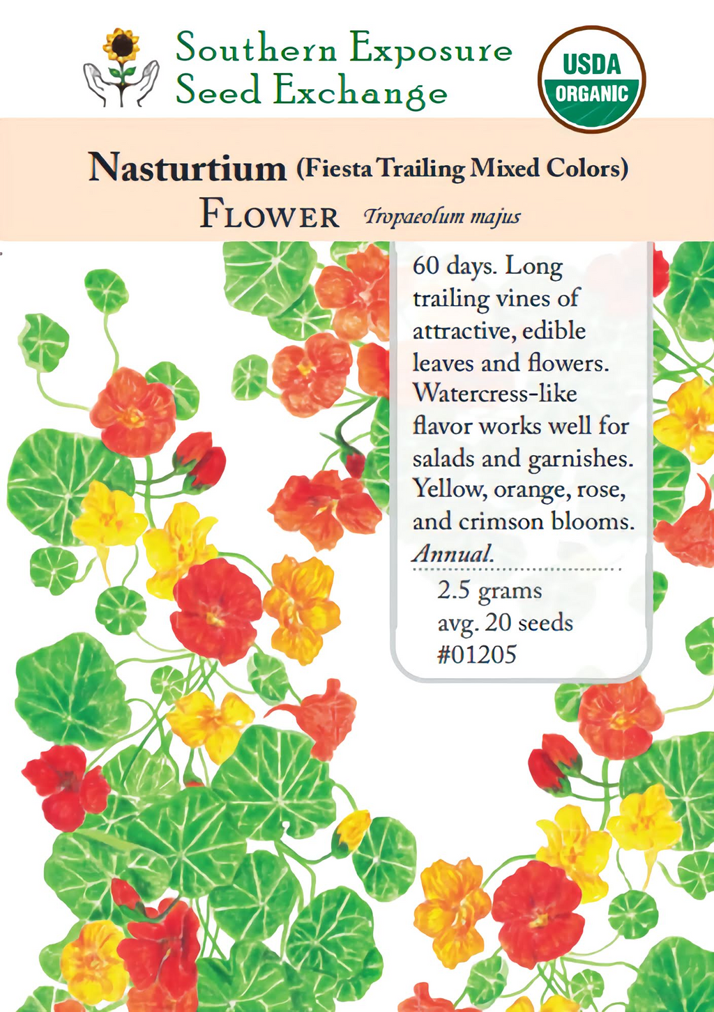 01205 - Nasturtium, Fiesta Trailing Mixed Colors – Southern Exposure ...